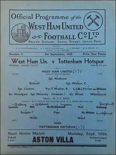 West Ham Rare Programme (1945) - Knees up Mother Brown Forum: